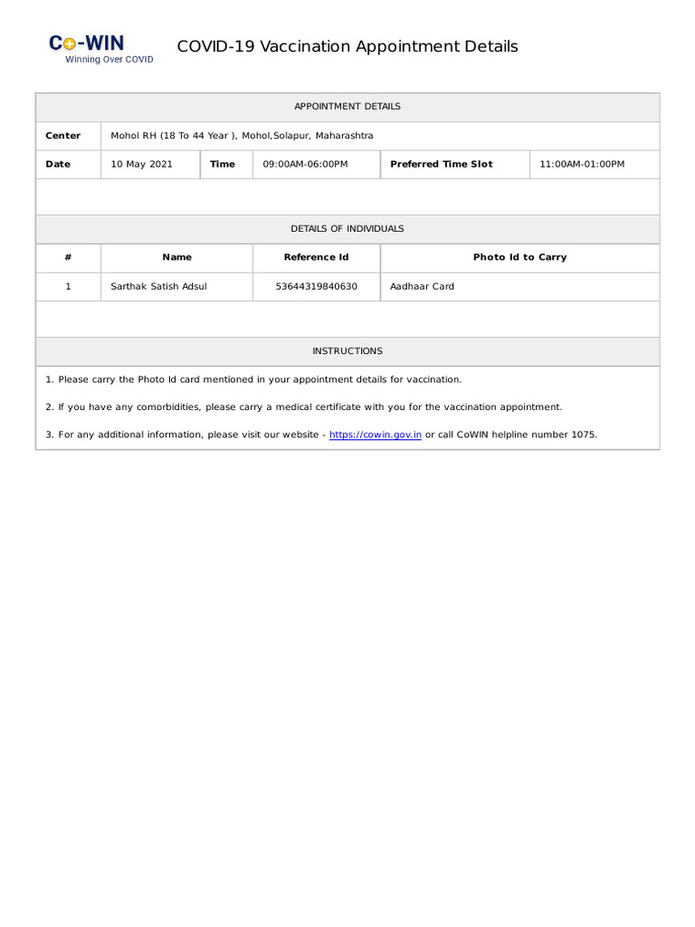 Appointment Slip | PDF