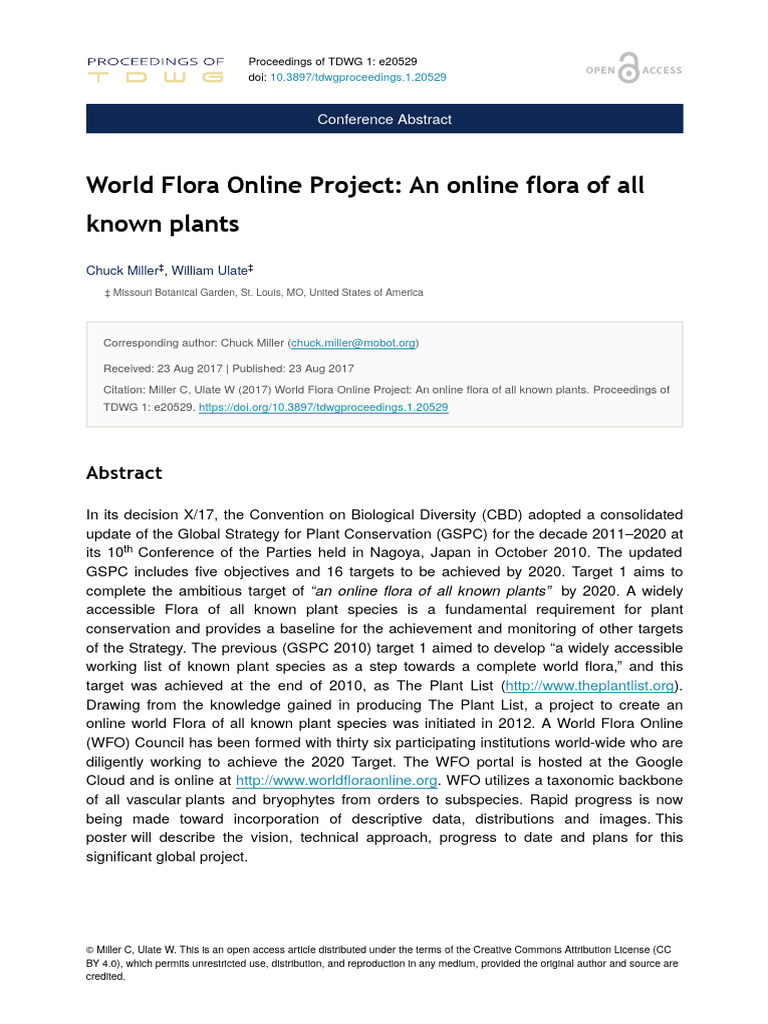 World Flora Online Project An Online Flora of All | PDF | Organisms ...