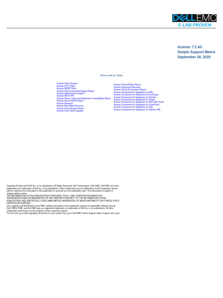Avamar All 7 5 Compatibility Guide | PDF | Software | Computing