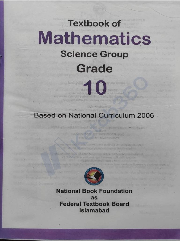 Federal Board Mathematics Grade 10 - 2024 Complete Book | PDF