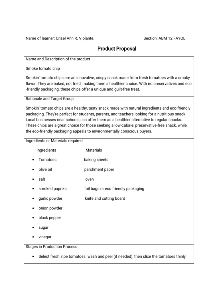 product Proposal | PDF