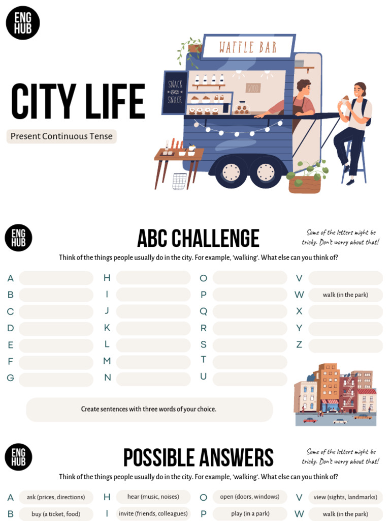 A1-A2 City Life Present Continuous (Present Progressive) TV | PDF