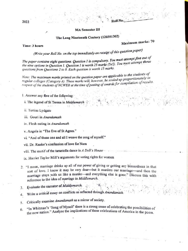 Sem 3 Pyq | PDF | Middlemarch