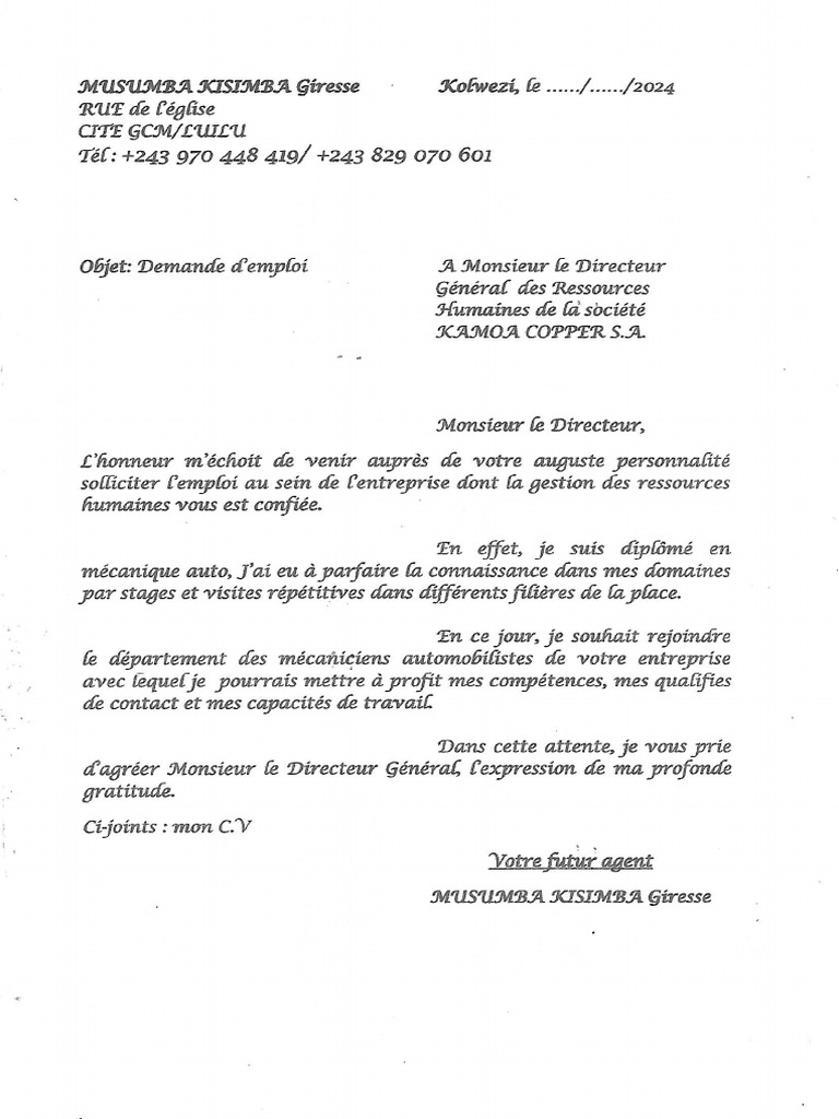 Dossier Musumba Kisimba Giresse | PDF