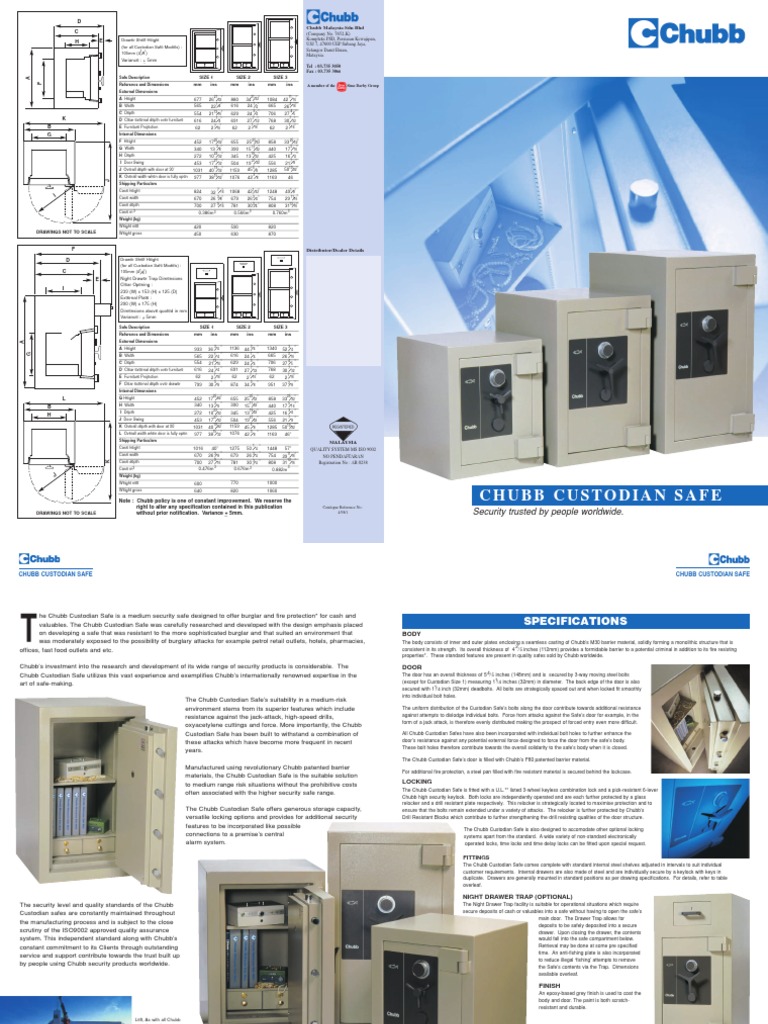 Chubb Custodian Safe Specifications and Features | PDF | Lock (Security ...