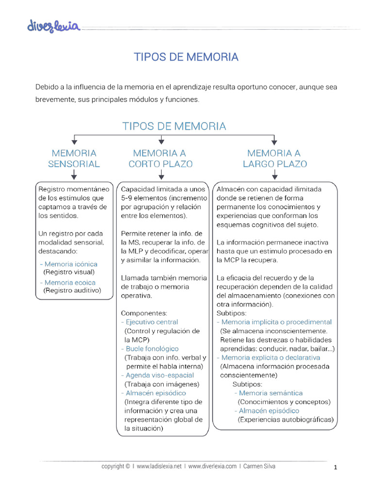 Tema 2. Anexo 2. Tipos de Memoria | PDF | Memoria | Atención