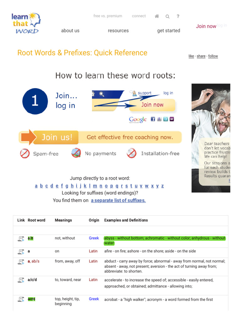 Root Words & Prefixes Guide | PDF | Liver
