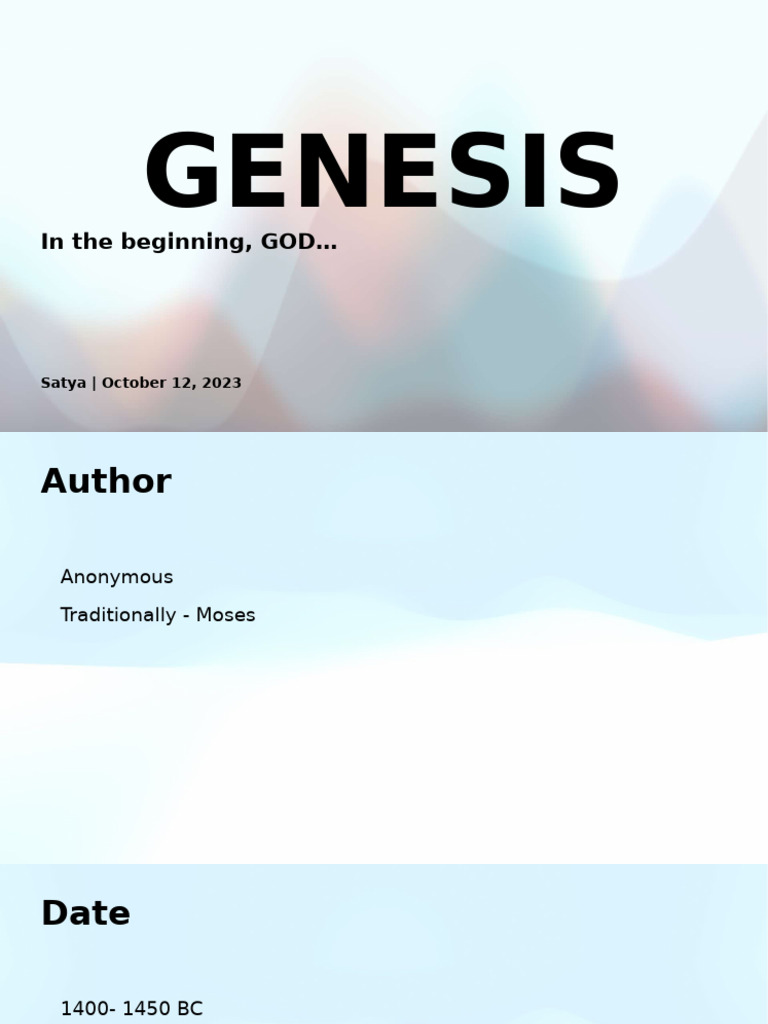 Genesis - Primeval History | PDF | Genesis Creation Narrative | Book Of ...