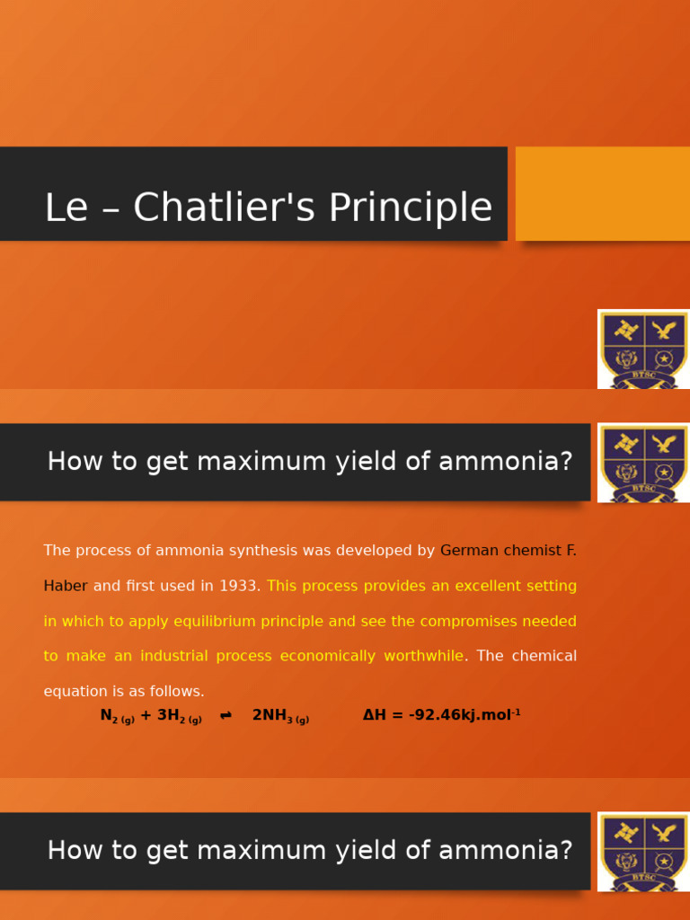 Applications of Le - Chatliers Principle | PDF | Chemical Equilibrium ...