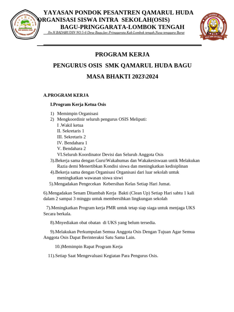 Program Kerja Osis Neww | PDF