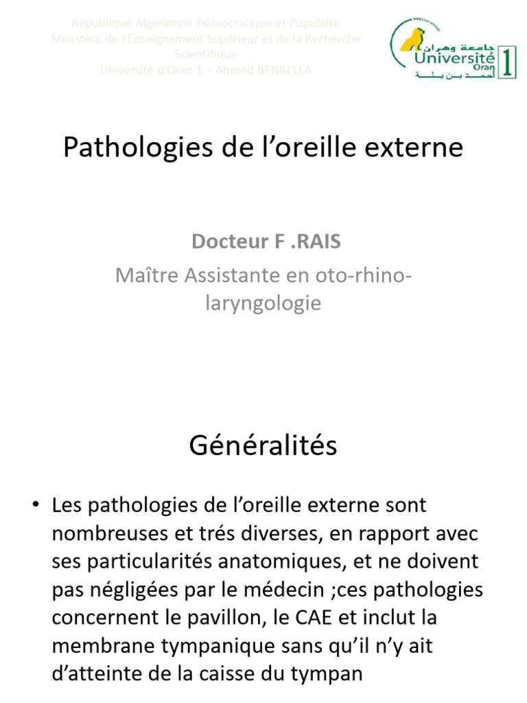 7-Pathologies de l’oreille externe | PDF | Médecine clinique ...