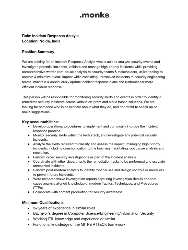 Incident Response Analyst Role Overview | PDF | Computer Security ...
