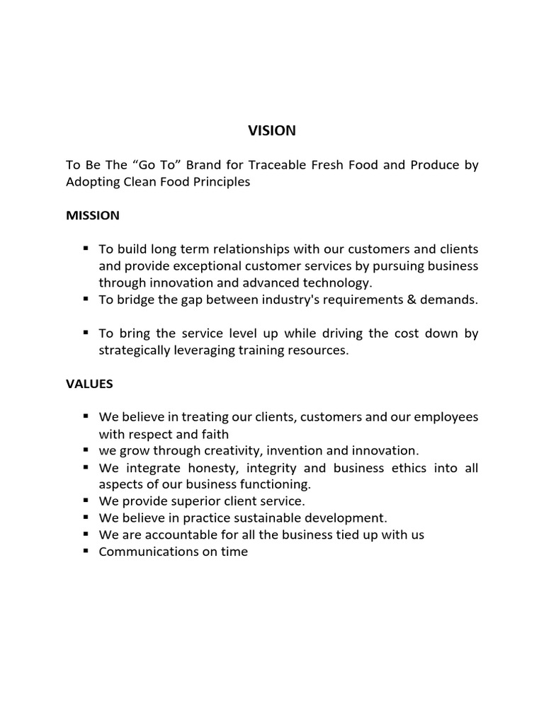 Vision Mission Statement | PDF