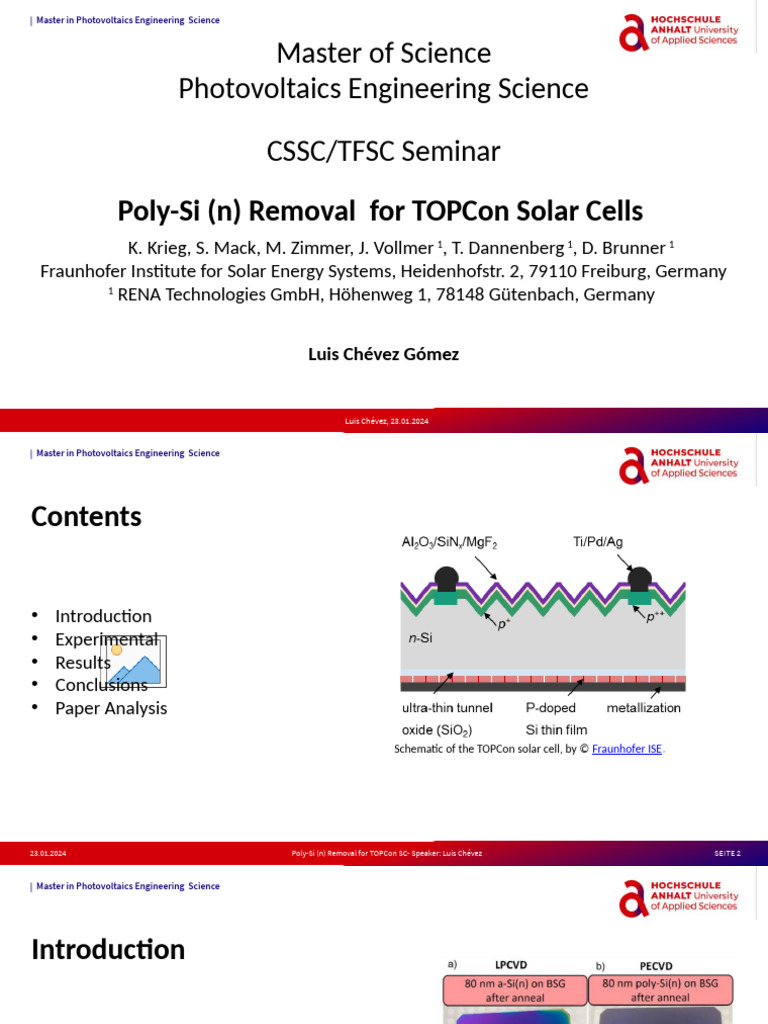 TOPCon Solar Cell Poly-Si Removal | PDF | Solar Cell | Photovoltaics
