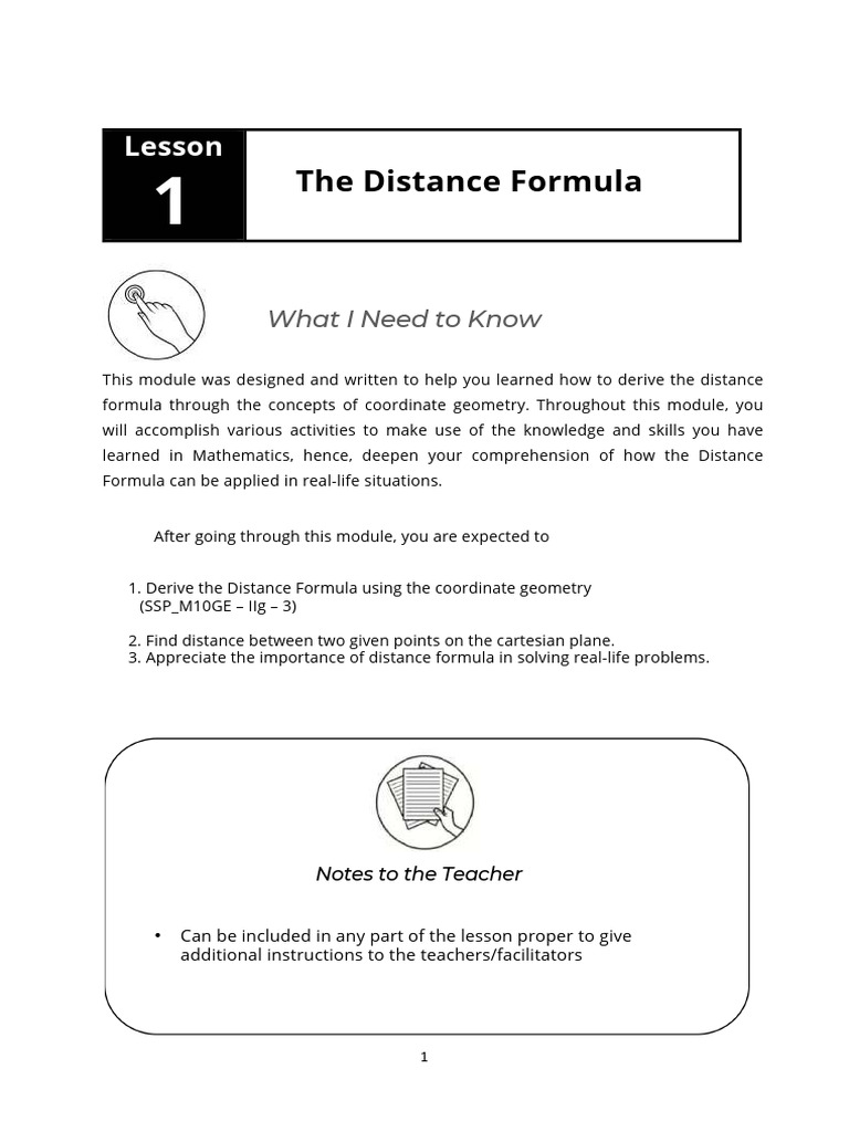 EMath G10 Q2M7C the-Distance-Formula PDF | PDF | Mathematical Objects ...