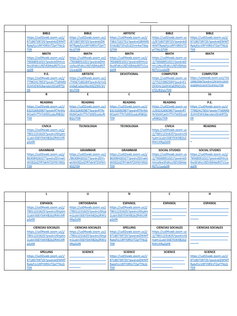 8th Grade Bilingual Schedule 2020-21 | PDF