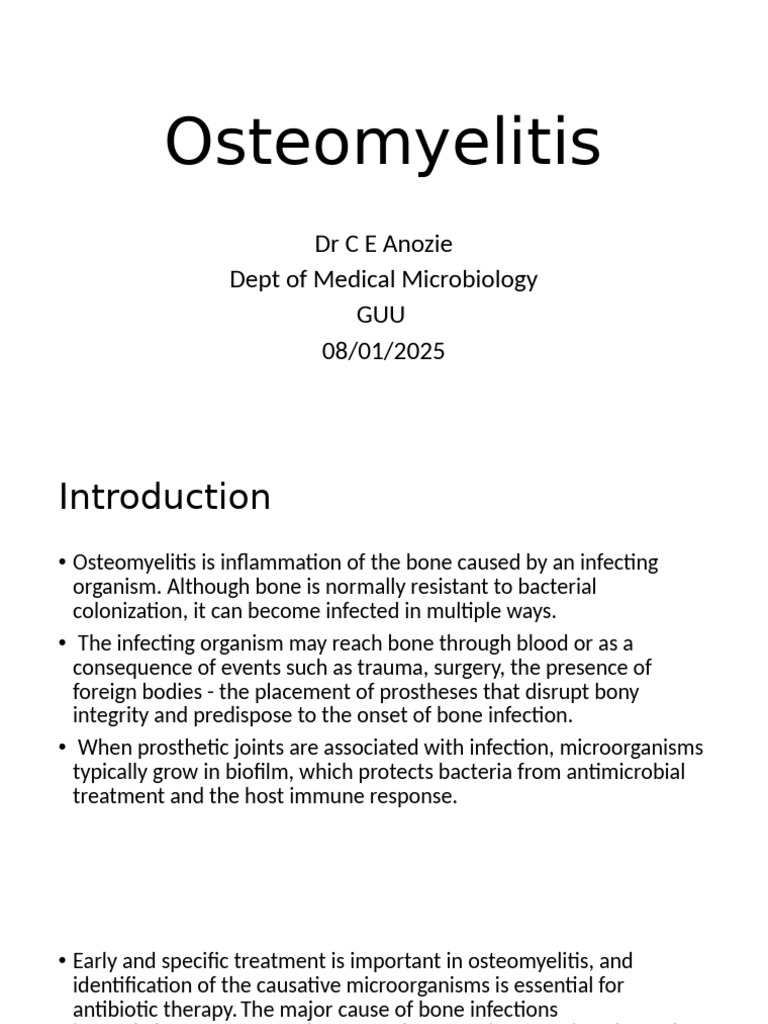 Osteomyelitis | PDF | Infection | Medical Specialties