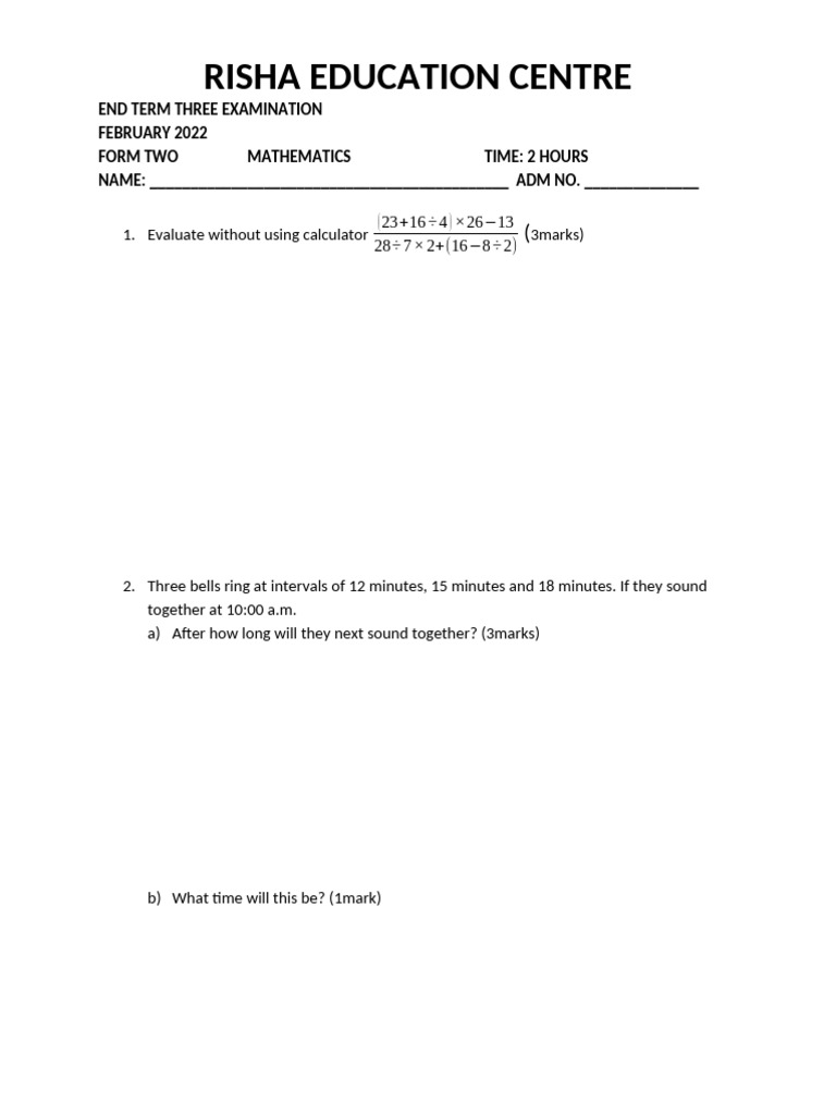 MATH FORM 2 | PDF | Triangle | Area