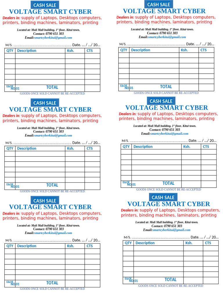 CASH SALE RECEIPT | PDF | Printer (Computing) | Computer Architecture