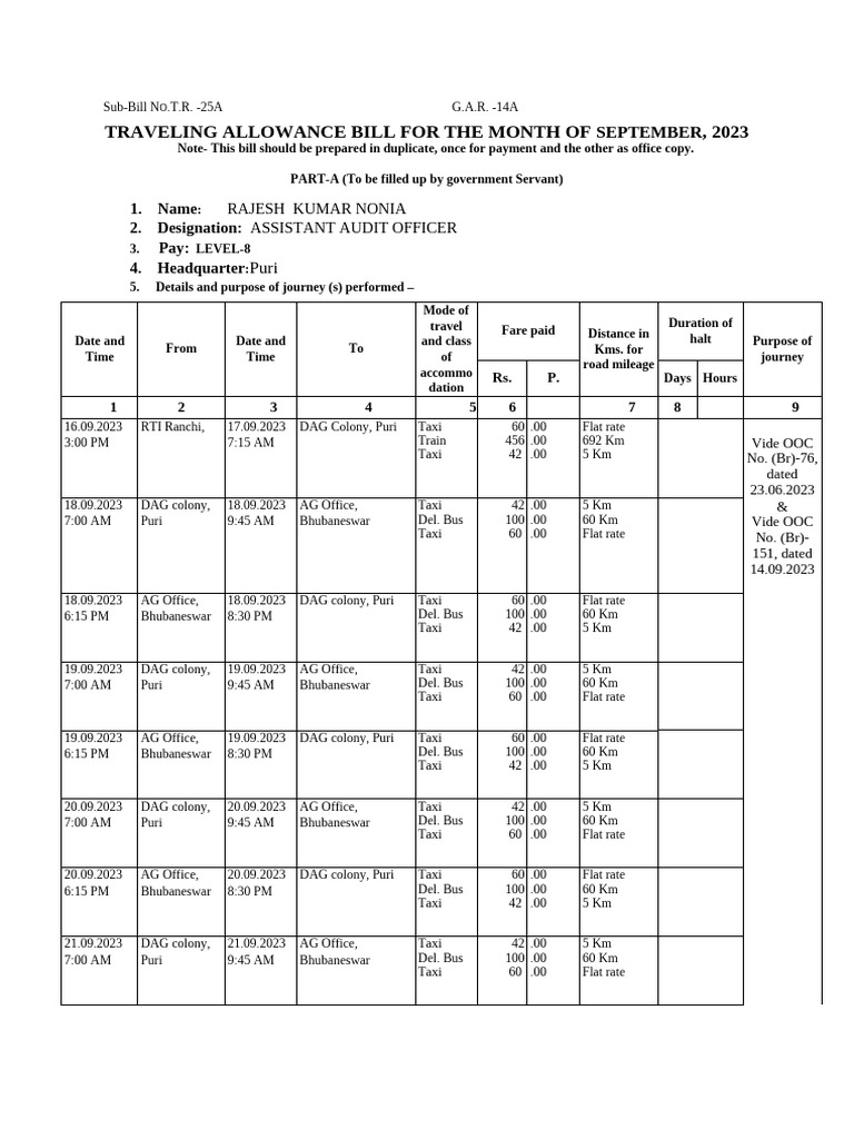 Govt. Travel Allowance Report | PDF | Public Transport | Transport