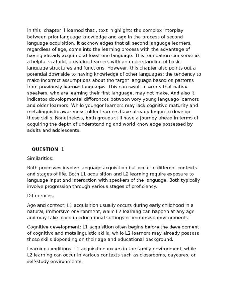 Dil Edinimi Odev 4 | PDF | Second Language | Second Language Acquisition