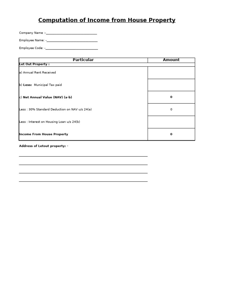 Income from House Property Calculation | PDF