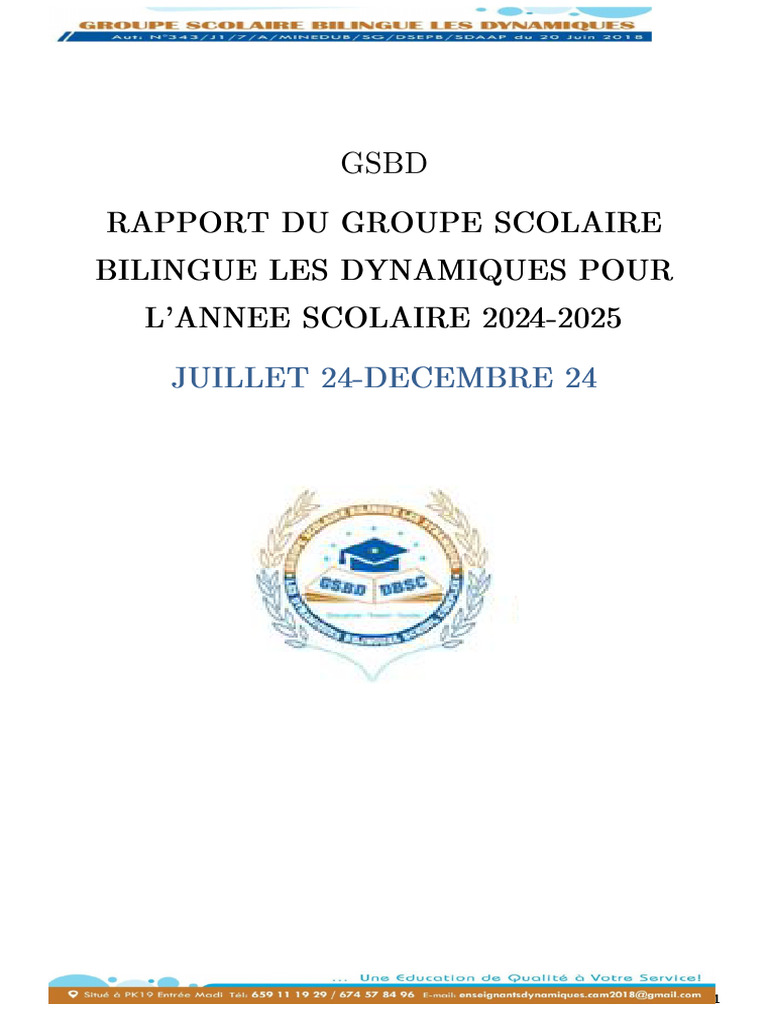 Rapport Trimestre 1 GSBD 2024 - 2025-2 | PDF