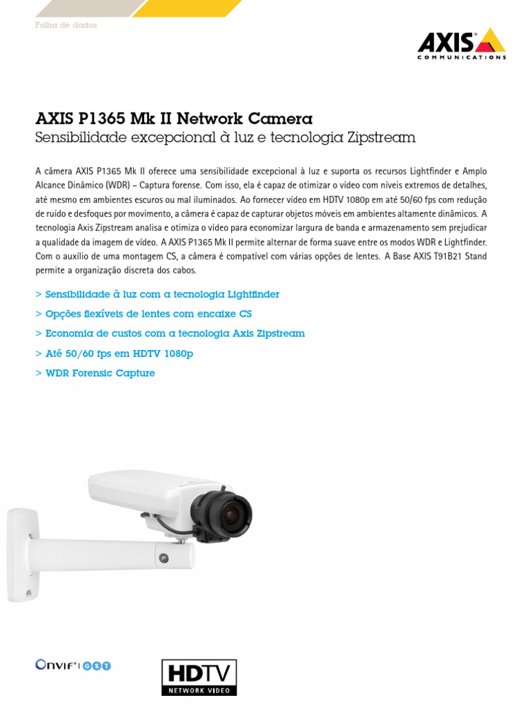 Datasheet Axis p1365 MK II Network Camera PT BR 268539 | PDF | Câmera ...
