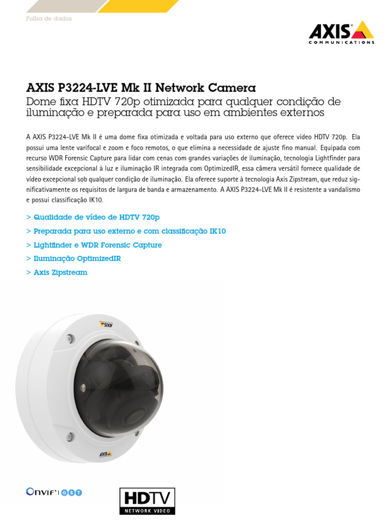 Datasheet Axis p3224 Lve MK II Network Camera PT BR 284306 | PDF ...