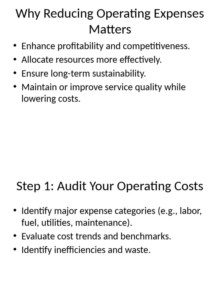 Reducing Operating Expenses Presentation | PDF | Supply Chain ...