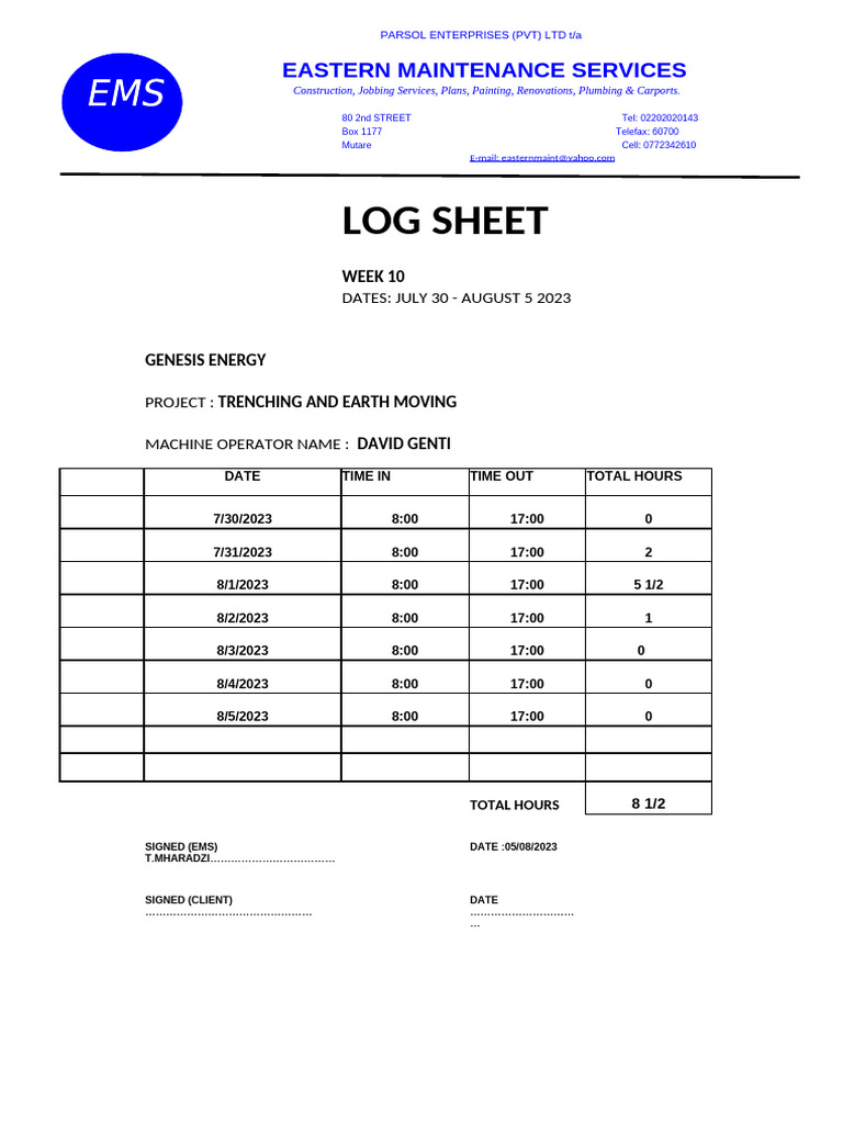 Genesis Log Sheet - 14.11.23 To 16.11.23 | PDF | Concrete | Materials