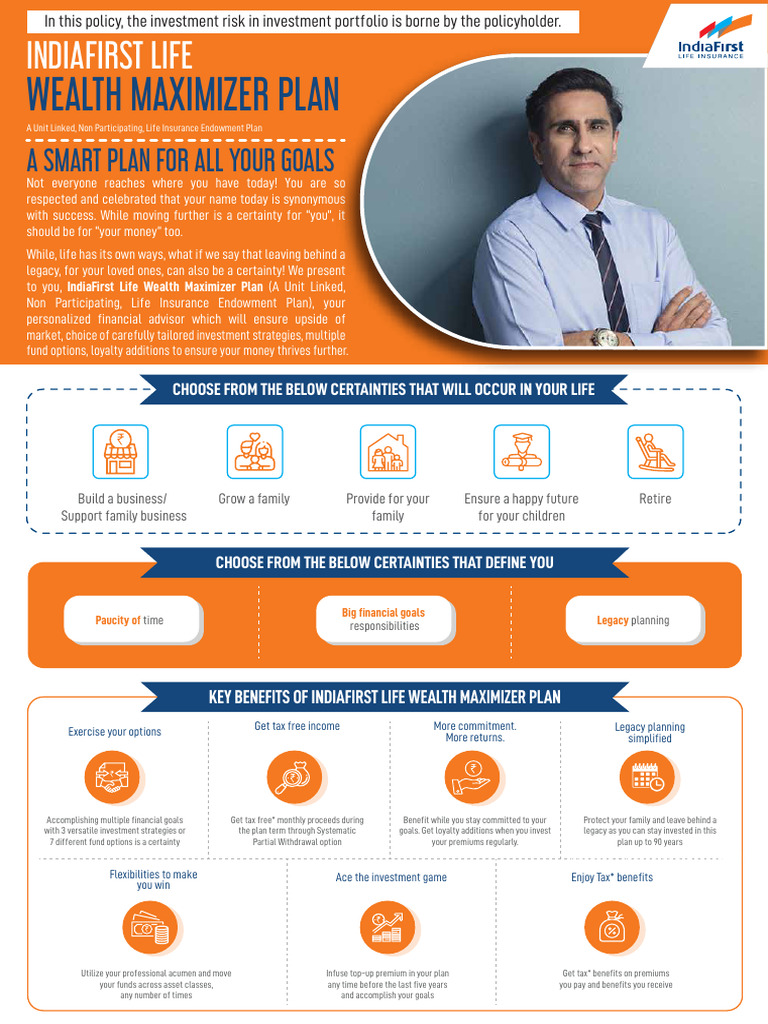 IndiaFirst Life Wealth Maximizer Plan Onepager | PDF | Insurance | Life ...