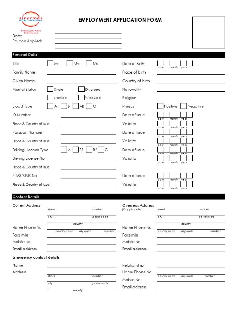 Employment Application Form - SWA | PDF | Driver's License