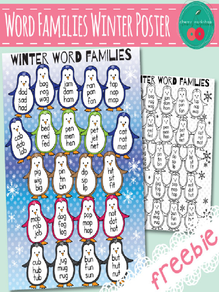 WinterReadingPosterCVCWordFamiliesFREEBIE 1 | PDF