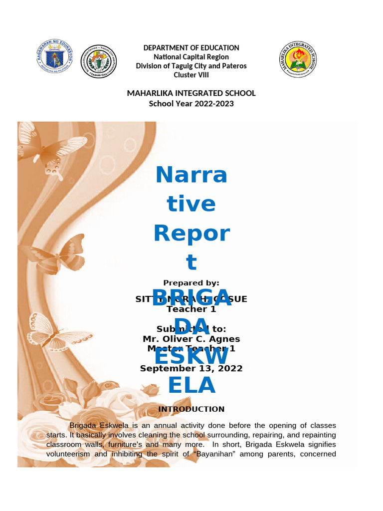 NARRATIVE REPORT ON BE2022 | PDF
