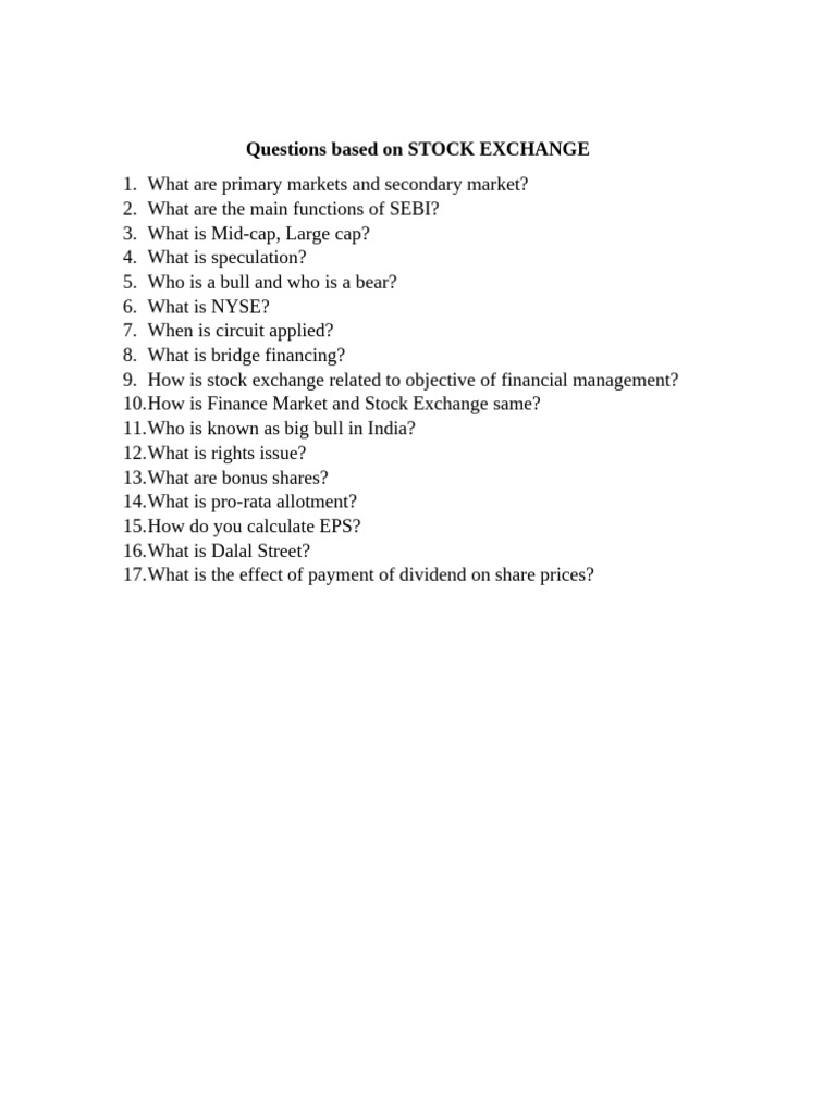 Stock Exchange Q&A Guide | PDF