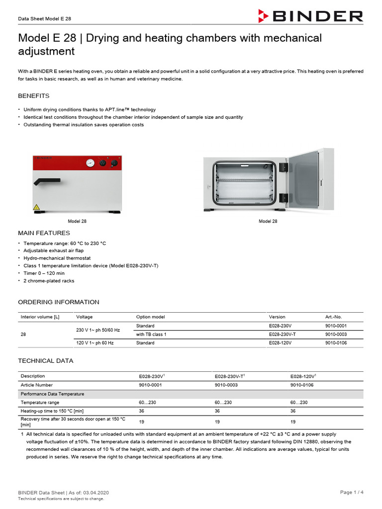Binder lab oven histology | PDF | Calibration | Temperature