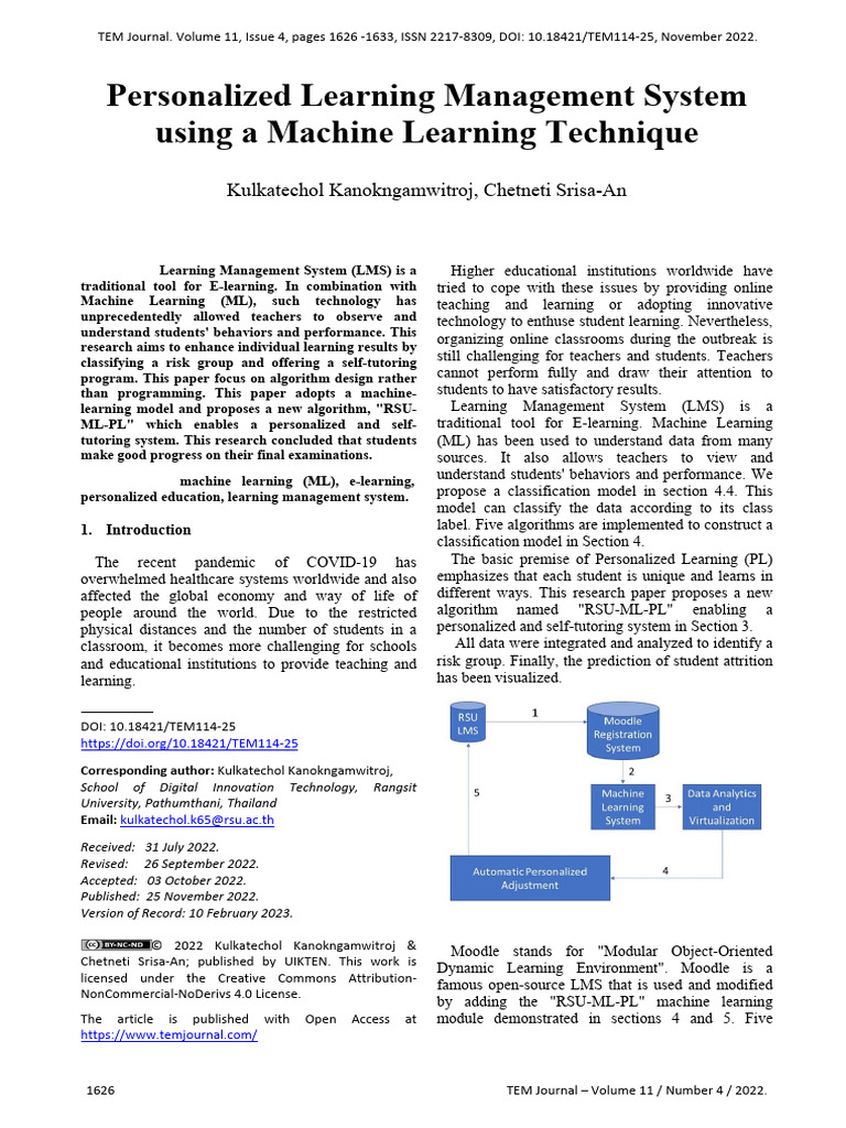 Personalized Learning with ML in LMS | PDF | Statistical Classification | Machine Learning