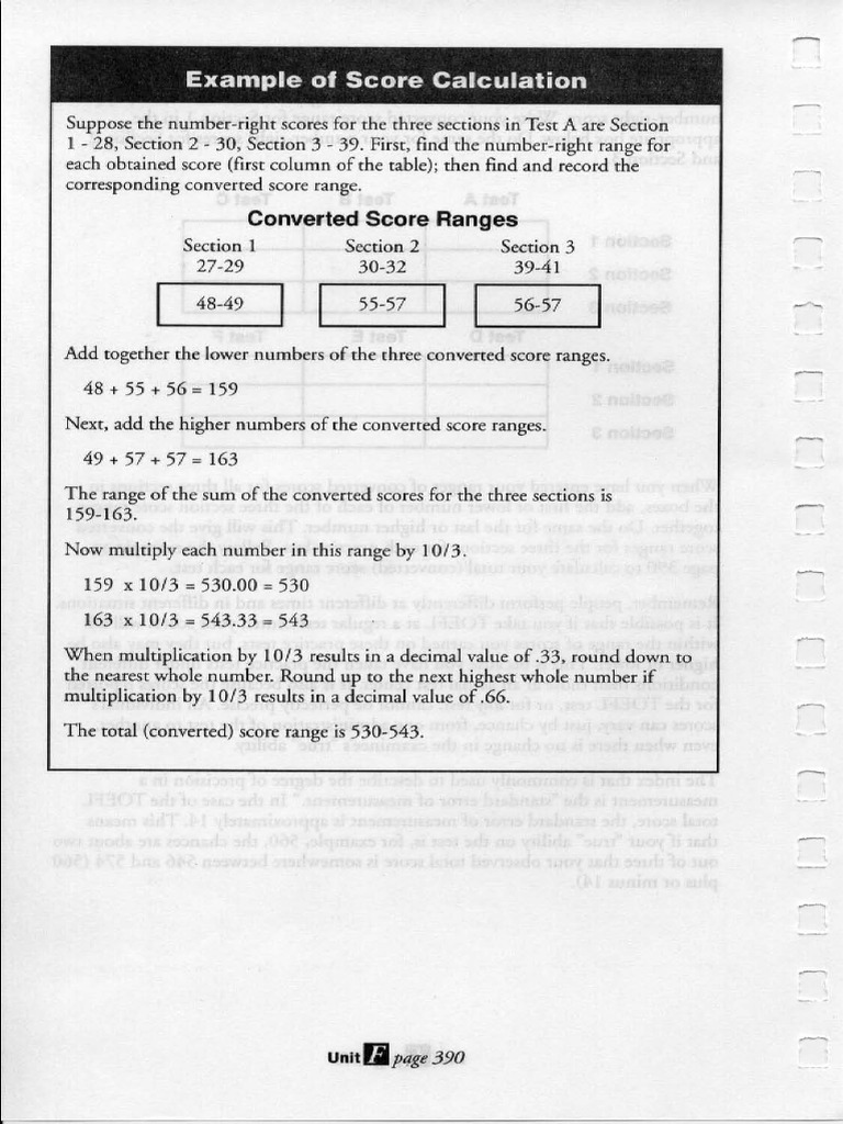 Toefl Itp Score Calculation | PDF