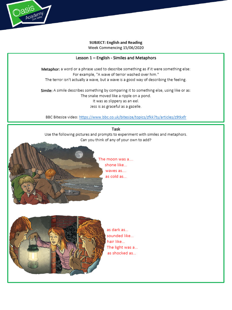 English Lessons: Similes, Metaphors, Reading | PDF
