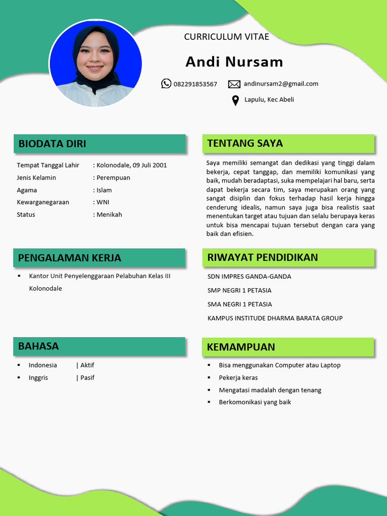 CV Andi Nursam: Profil & Pengalaman | PDF