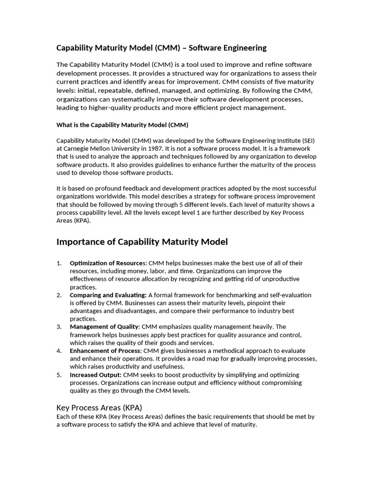 Capability Maturity Model | PDF | Iso 9000 | Unit Testing