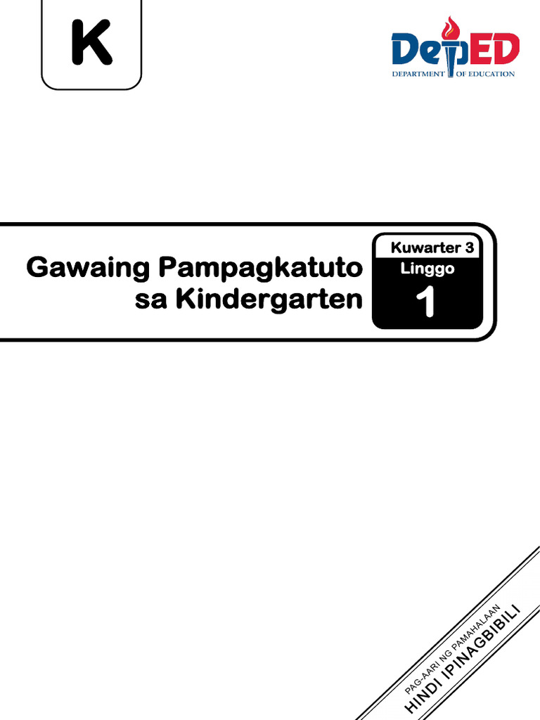 Kindergarten Learning Activity Sheet Q3 Week 1 | PDF