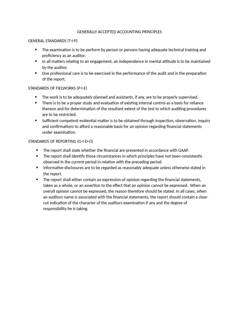 GENERALLY ACCEPTED ACCOUNTING PRINCIPLES | PDF