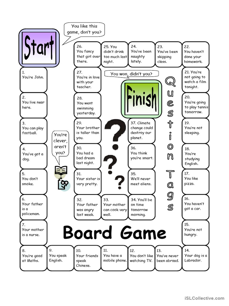 Board Game - Question Tags | PDF
