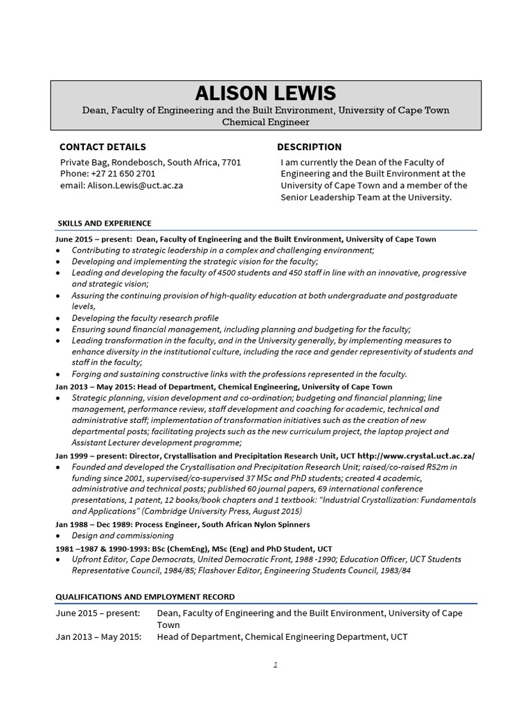 Dean CV | PDF | Precipitation (Chemistry) | Crystallization