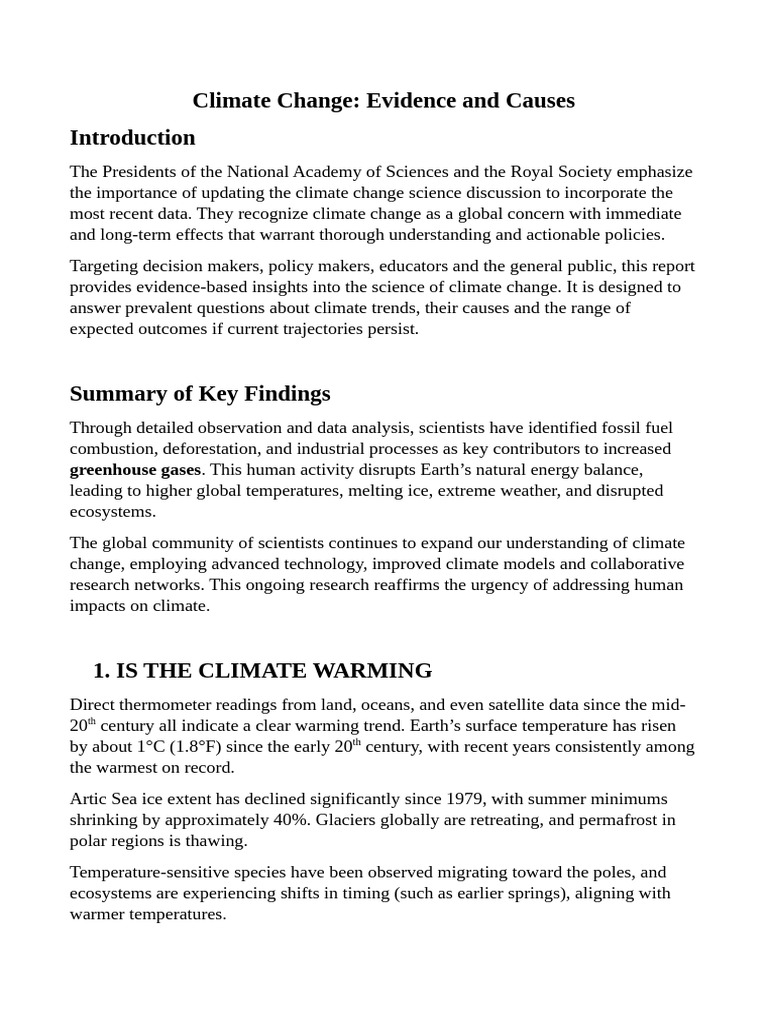 Climate Change: Evidence and Causes | PDF | Climate Change | Greenhouse Gas