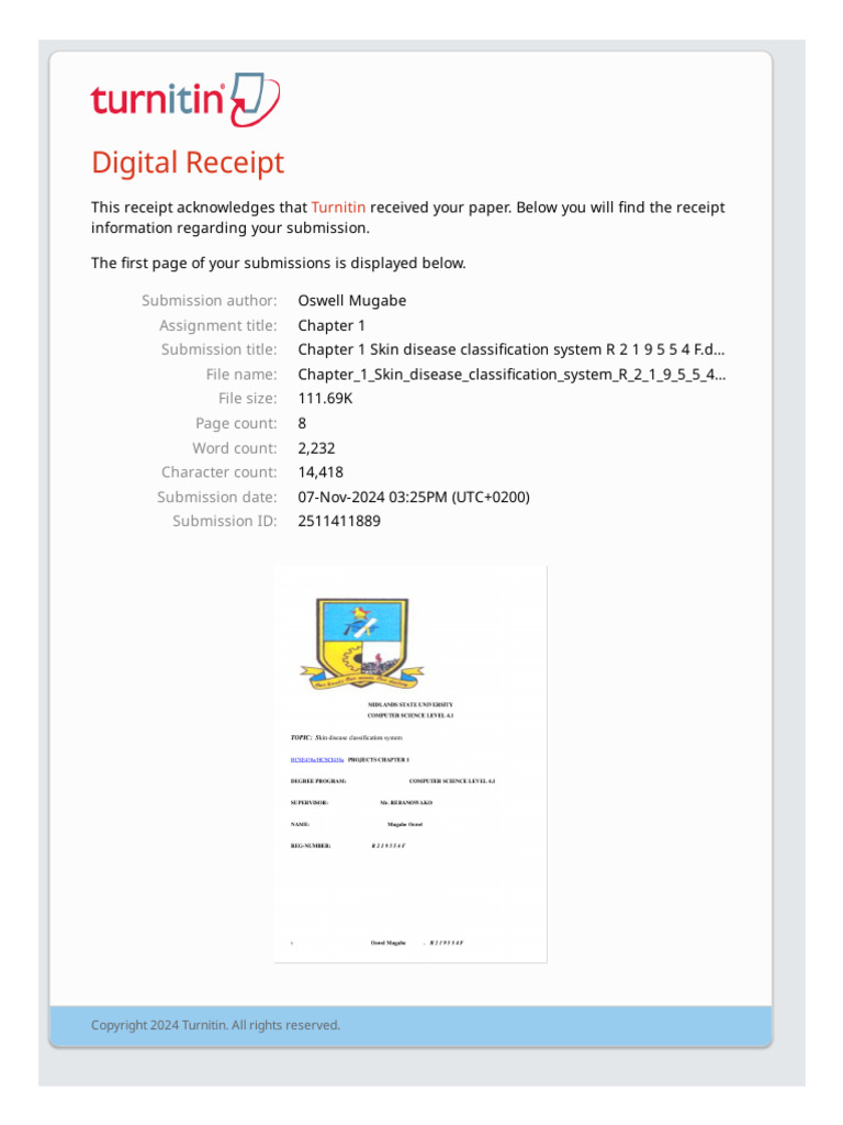 Receipt_Chapter 1 Skin Disease Classification System R 2 1 9 5 5 4 F.docx_3 | PDF