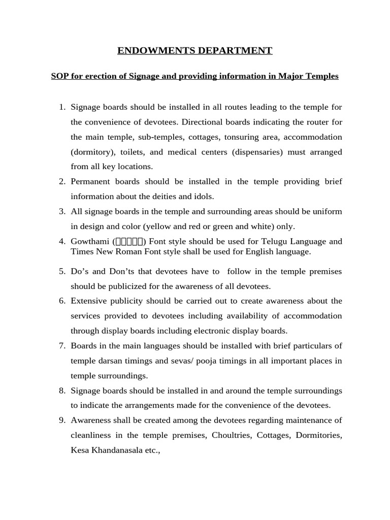 SOP For Signage Information | PDF
