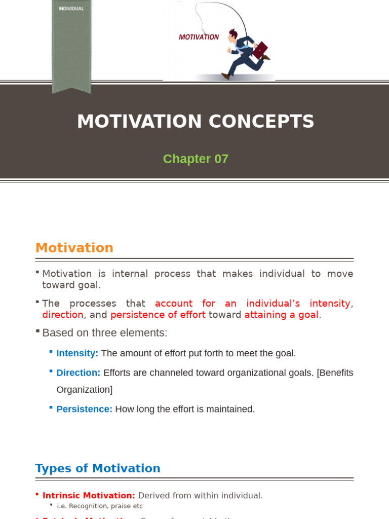 Chapter 07 - Motivation Concepts-INS | PDF | Self Efficacy | Motivational